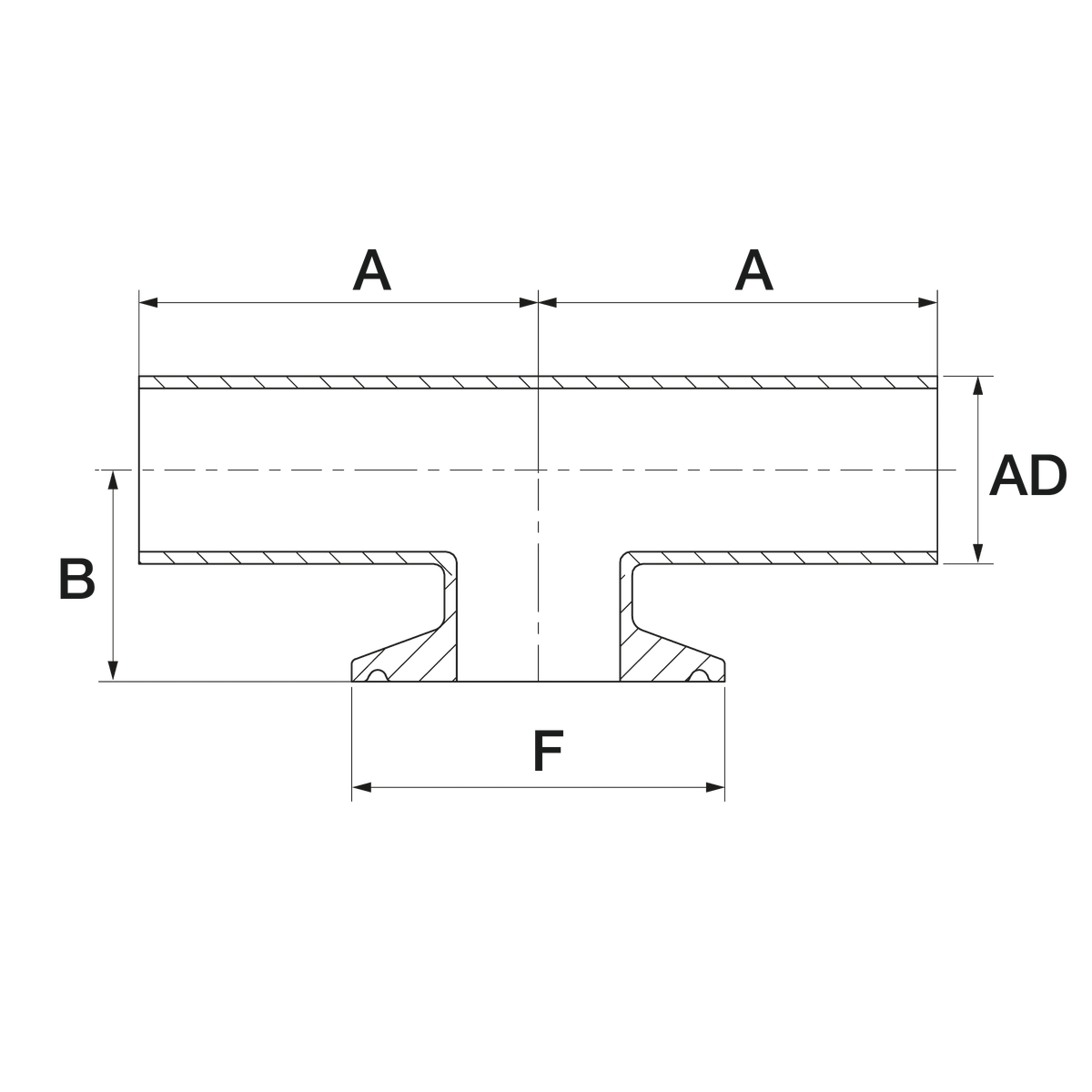 T-Stück egal, einseitig Clamp, geschweisst, innen elektropoliert SF4 ...
