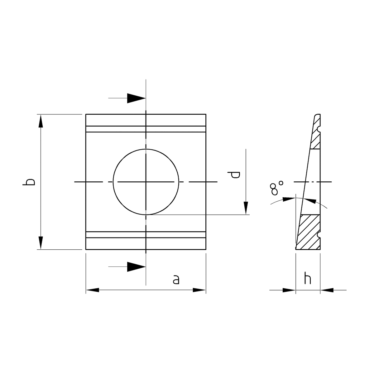 Vierkant-Scheibe für U-Profil, Neigung 8% DIN 434 | online kaufen ...