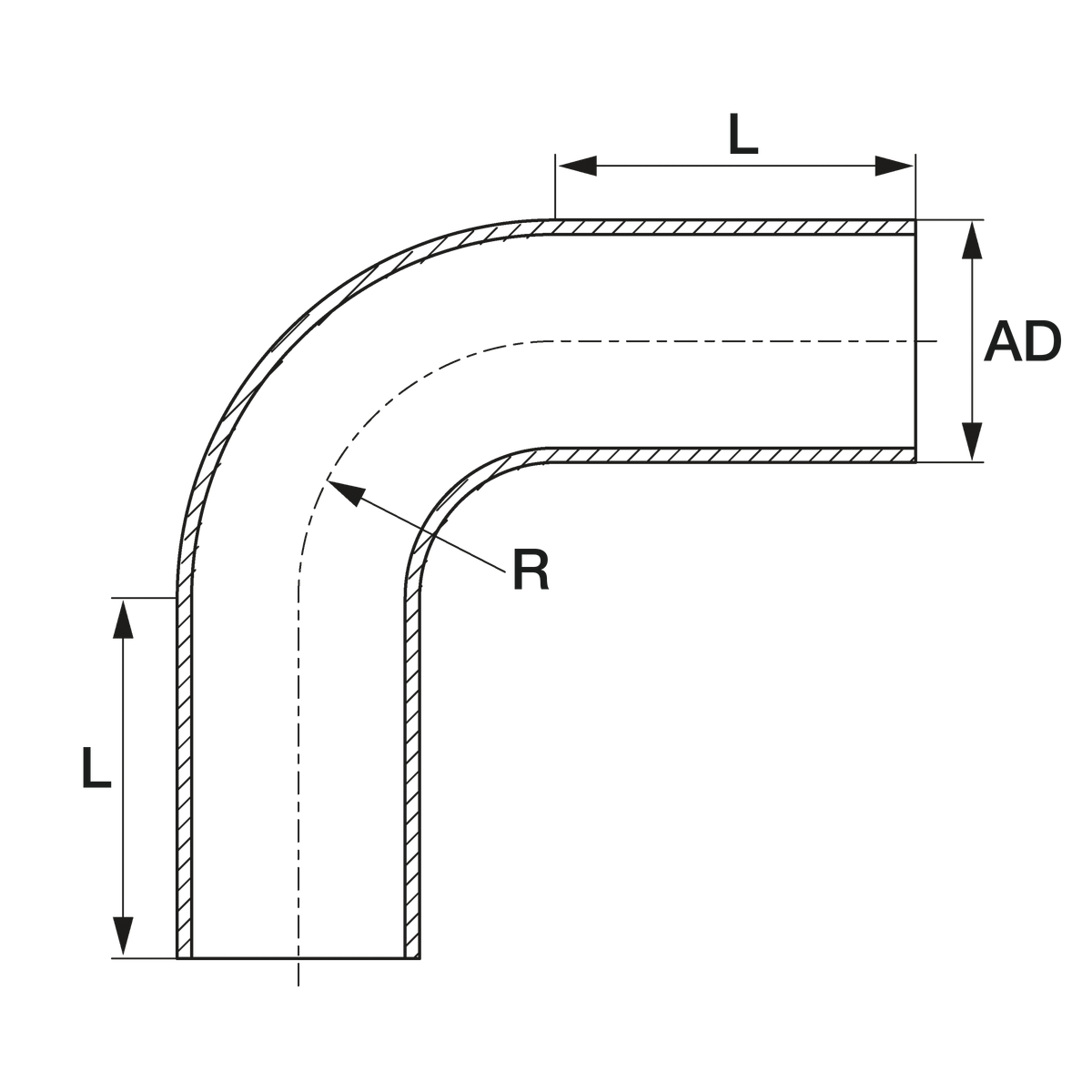 Bogen 90°, geschweisst, DIN 11865, Reihe B, innen elektropoliert HE3 ...